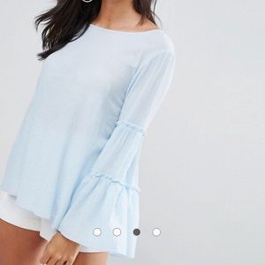 ASOS | Tops | Baby Blue Bell Sleeve Top | Poshmark